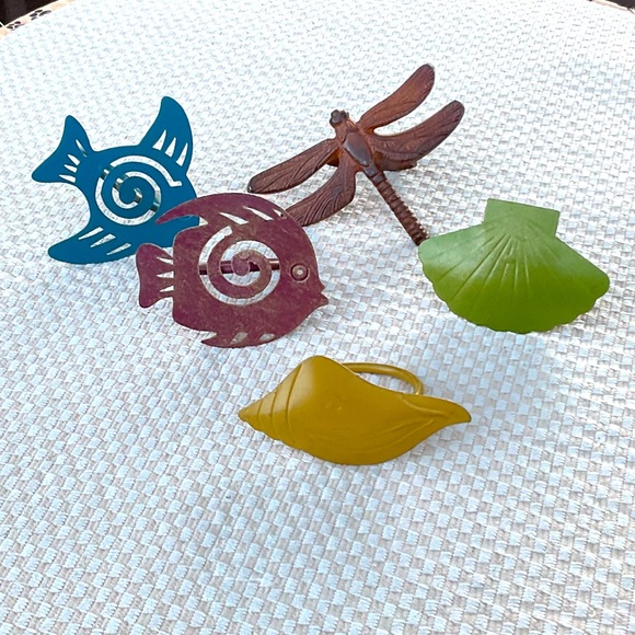 Hand Crafted | Dining | Summer Napkin Rings Beach Set Of 4 Seaside ...